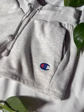 Champion | Shorts | Champion Light Heather Gray Terry Drawstring Logo ...